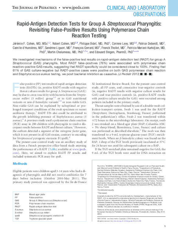 (PDF) Rapid-antigen detection tests for group A streptococcal ...