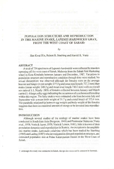(PDF) Population structure and reproduction in the marine snake ...