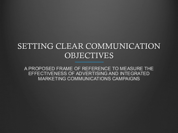 (PDF) Summary - SETTING CLEAR COMMUNICATION OBJECTIVES: A PROPOSED ...