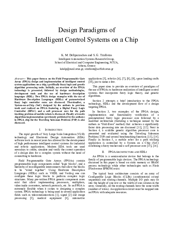 (PDF) Design paradigms of intelligent systems on a chip