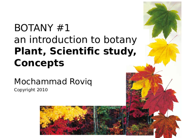 (PPT) 1 Lectr botany 1 Concepts of Botany an Introducton to Plant Biology