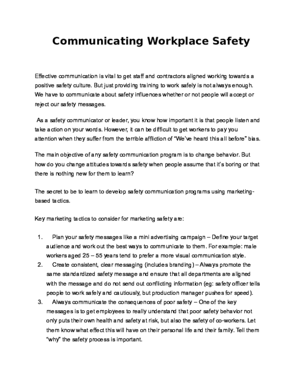 (DOC) Communicating Workplace Safety