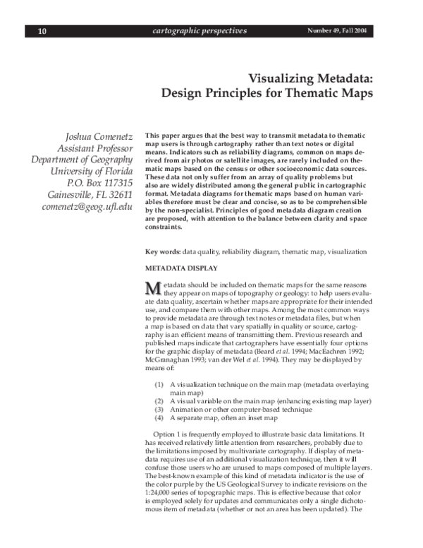 (PDF) Visualizing Metadata: Design Principles for Thematic Maps