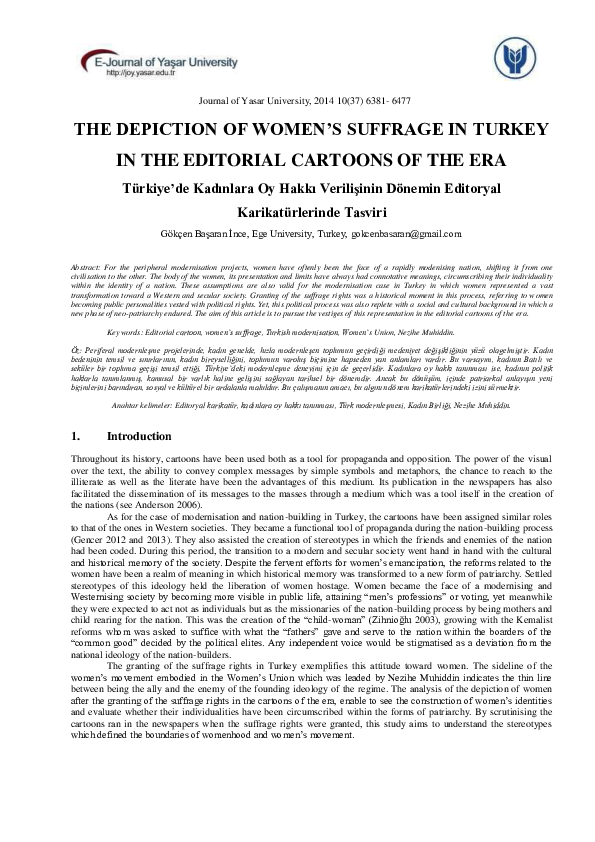 (PDF) The Depiction of Women's Suffrage in Turkey in the Editorial ...