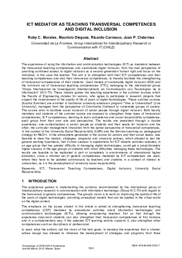 (PDF) ICT MEDIATOR AS TEACHING TRANSVERSAL COMPETENCES AND DIGITAL ...