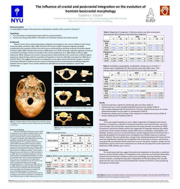 Poster: The influence of cranial and postcranial integration on the ...