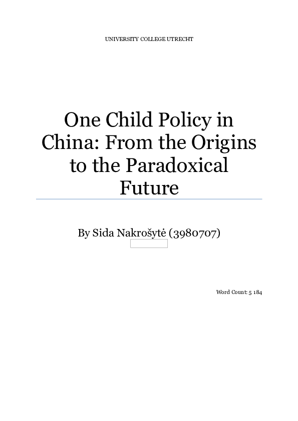 One Child Policy in China