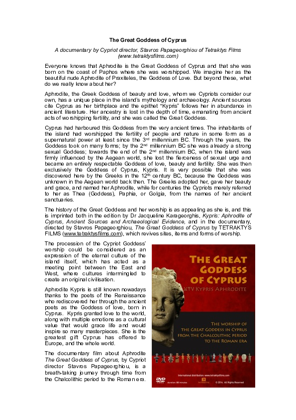 (PDF) "Aphrodite: The Great Goddess of Cyprus" a documentary film by ...