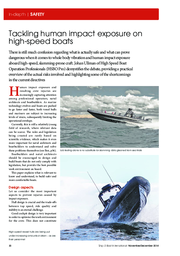 (PDF) Tackling Human Impact Exposure on High Speed Boats