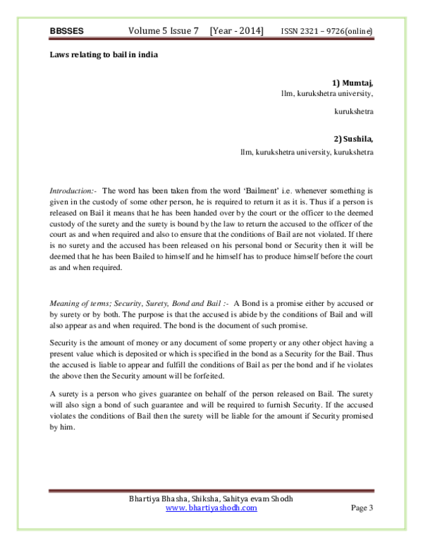 (PDF) Laws relating to bail in india