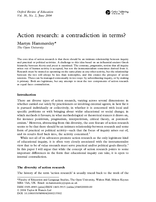 (PDF) Action research: a contradiction in terms