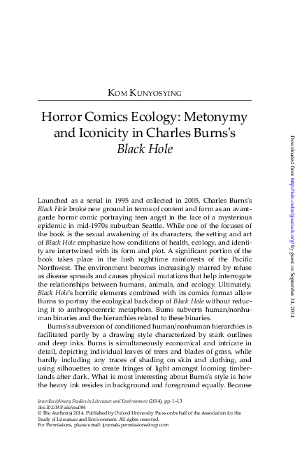 (PDF) Horror Comics Ecology: Metonymy and Iconicity in Charles Burns's ...