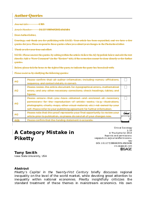 A Category Mistake in Piketty
