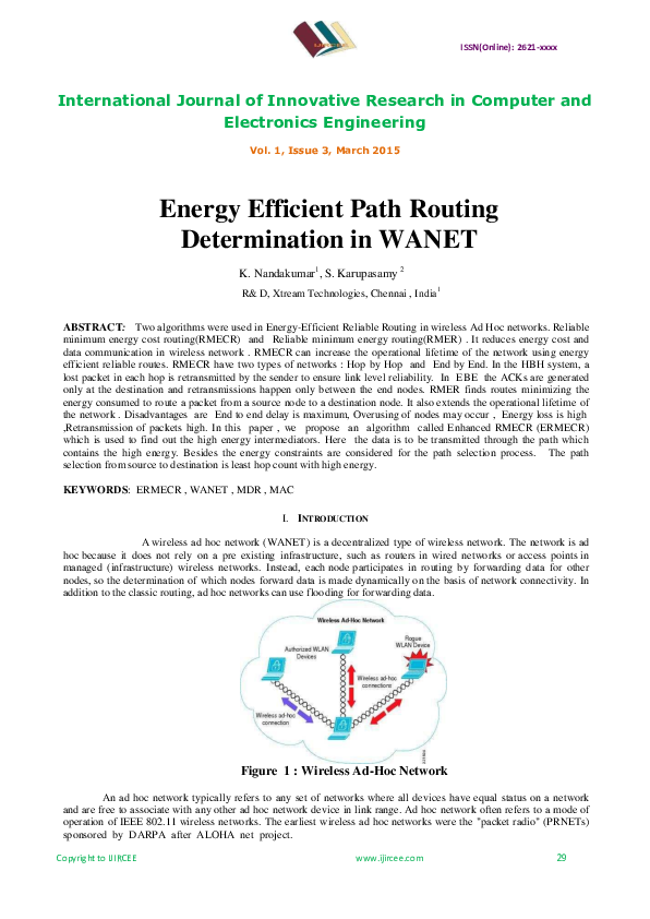 (PDF) Energy Efficient Path Routing Determination in WANET (PDF) Energy Efficient Path Routing Determination in WANET