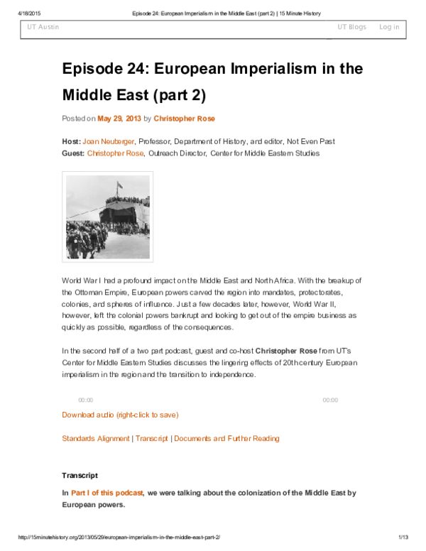 (PDF) Episode 24: European Imperialism in the Middle East (part 2)