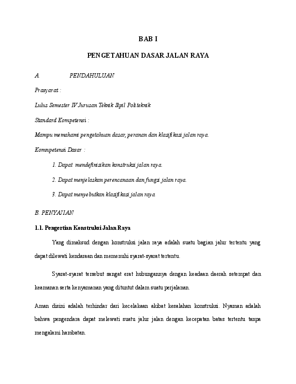 (DOC) pengetahuan dasar jalan raya