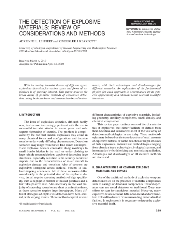 (PDF) p085 The Detection of Explosive Materials: Review of ...
