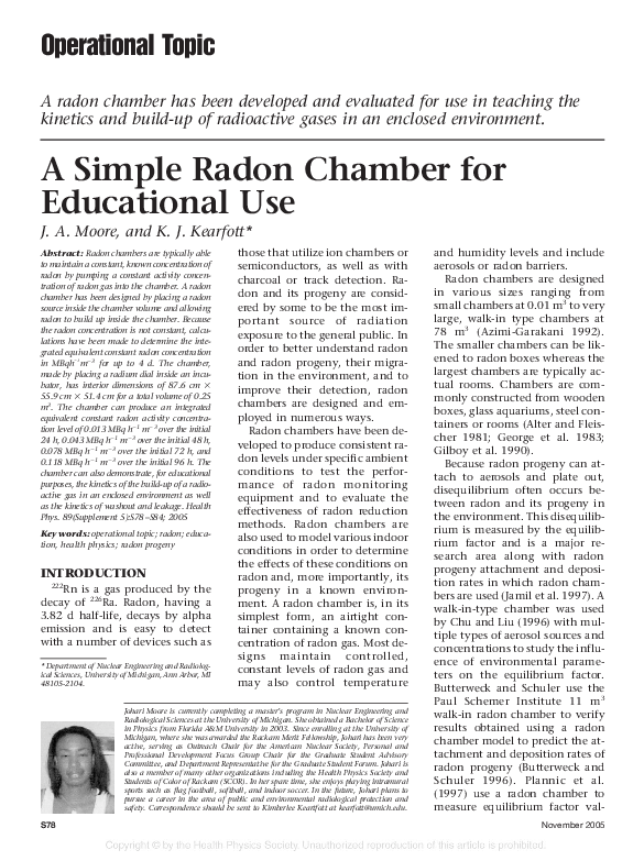 (PDF) p074 A Simple Radon Chamber for Educational Use