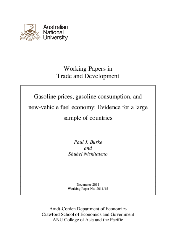 (PDF) Gasoline prices, gasoline consumption, and new-vehicle fuel ...