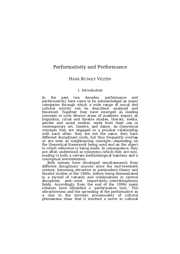 (DOC) Performativity and Performance