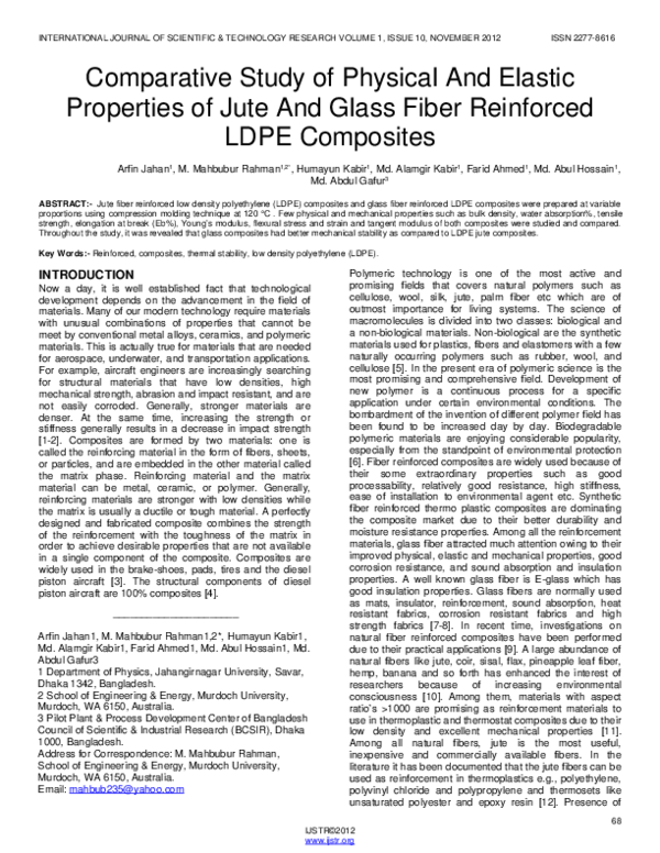 (PDF) Comparative Study of Physical And Elastic Properties of Jute And ...