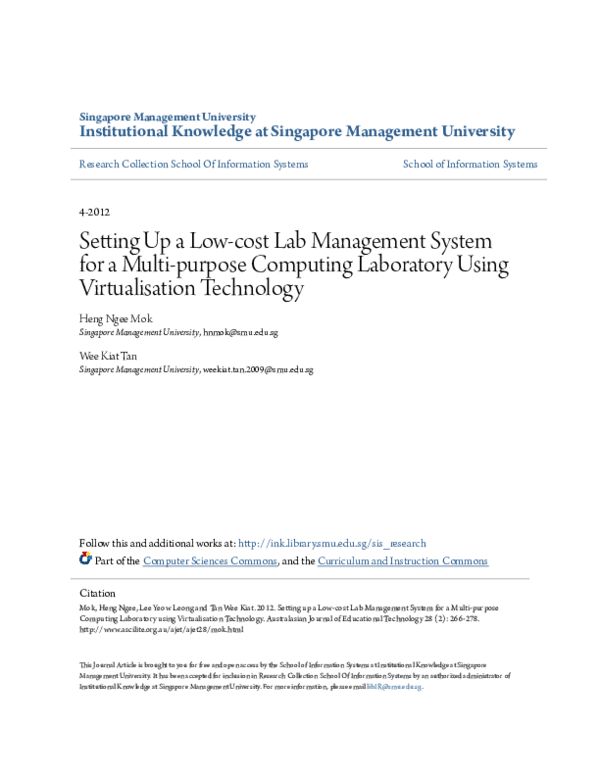 (PDF) Setting up a low-cost lab management system for a multi-purpose ...
