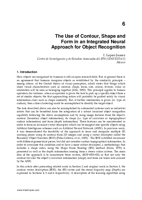 (PDF) The Use of Contour, Shape and Form in an Integrated Neural Approach for Object Recognition