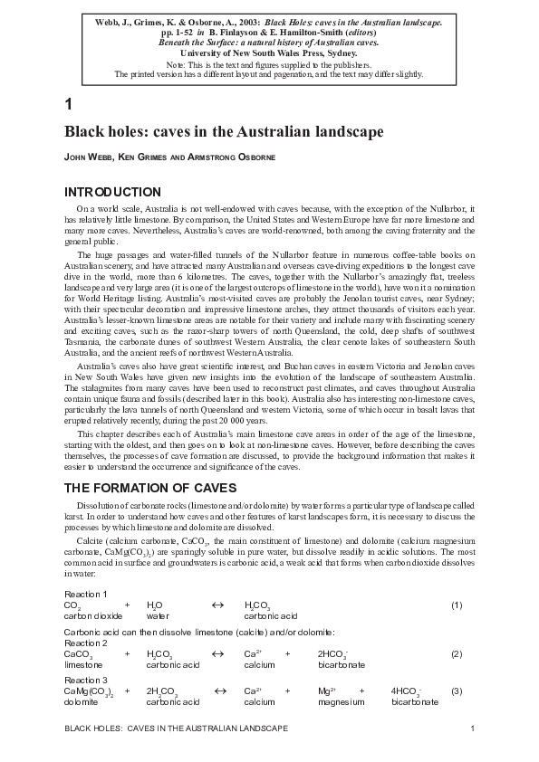 (PDF) Caves in the Australian landscape