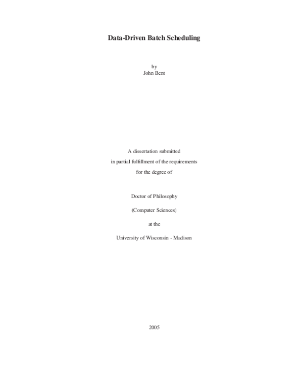 Pdf Data Driven Batch Scheduling John Bent