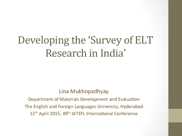 (PDF) Developing the survey of ELT research in India