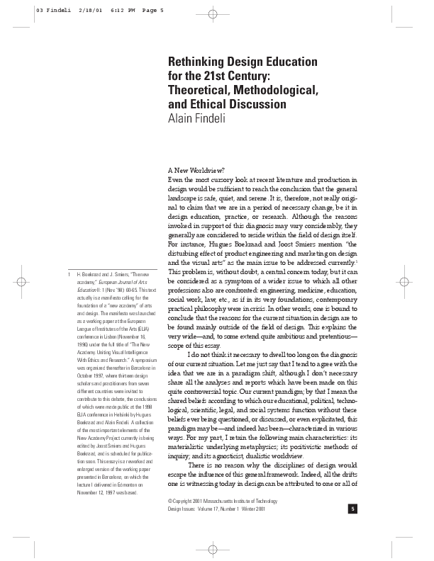 (PDF) Rethinking design education for the 21st century: Theoretical, methodological, and ethical ...