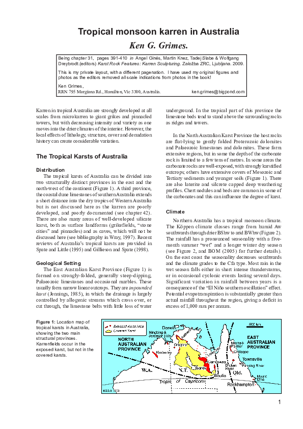 (PDF) Tropical Monsoon Karren in Australia