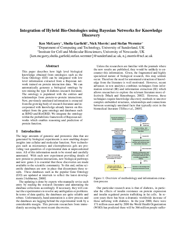 (PDF) Integration of Hybrid Bio-Ontologies using Bayesian Networks for Knowledge Discovery