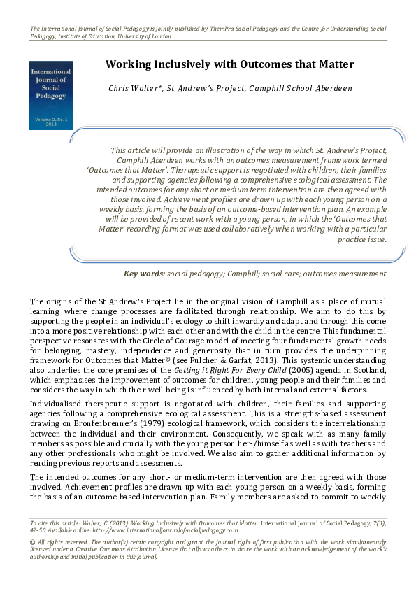 (PDF) Working inclusively with Outcomes that Matter