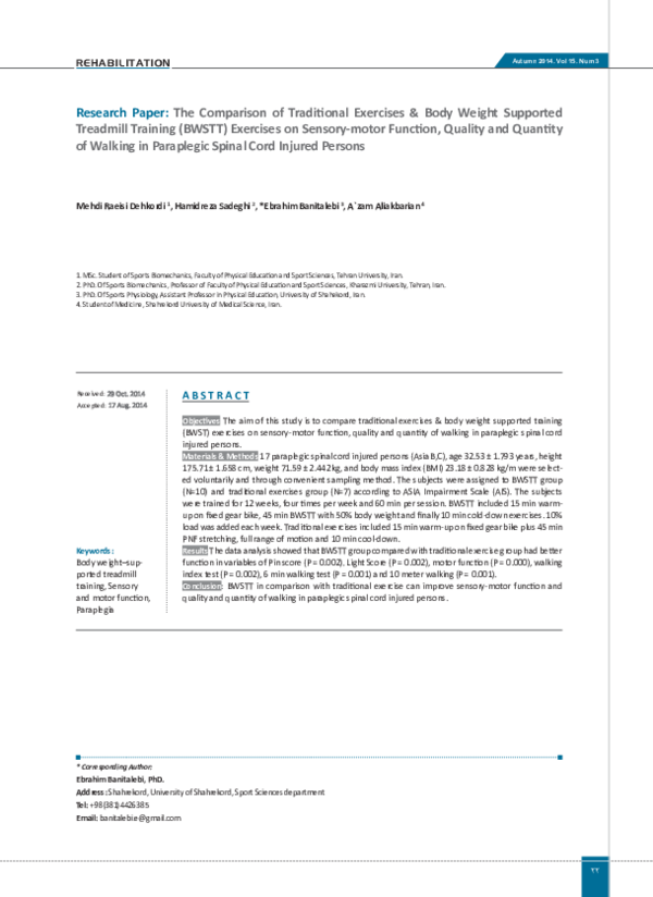 (PDF) Research Paper: The Comparison of Traditional Exercises & Body ...