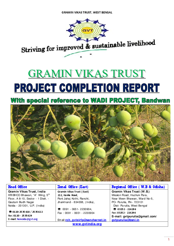 (PDF) Project Completion Report-Wadi Project, facilitated by Gramin ...