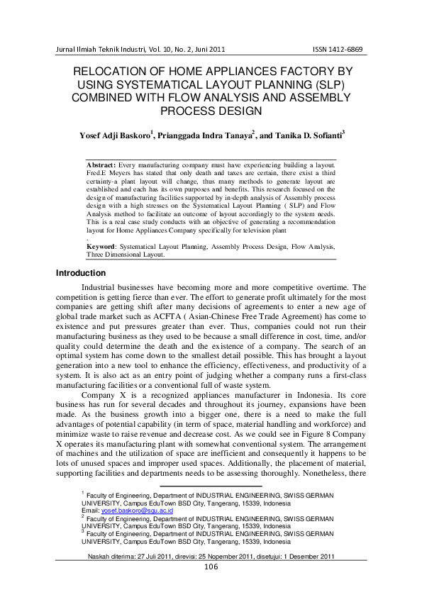 (PDF) RELOCATION OF HOME APPLIANCES FACTORY BY USING SYSTEMATICAL ...