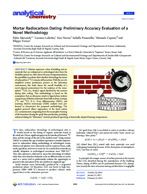 (PDF) Mortar Radiocarbon Dating: Preliminary Accuracy Evaluation of a ...