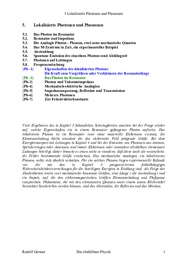 (PDF) Die abzählbare Physik 5 Lokalisierte Photonen und Phononen