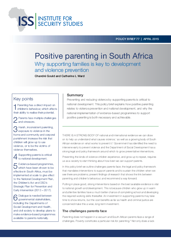 (PDF) Positive parenting in South Africa: why supporting families is ...