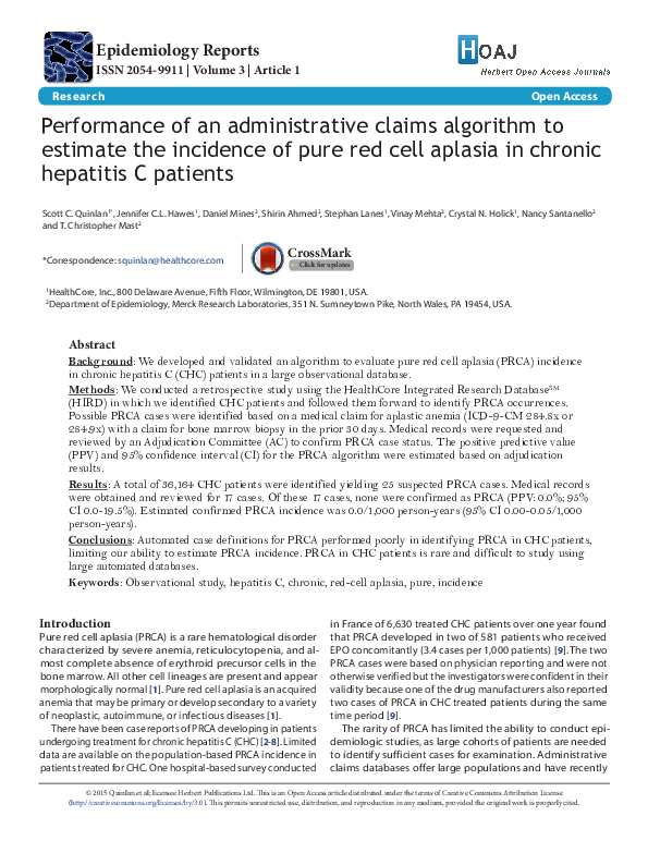 (PDF) Performance of an administrative claims algorithm to estimate the ...