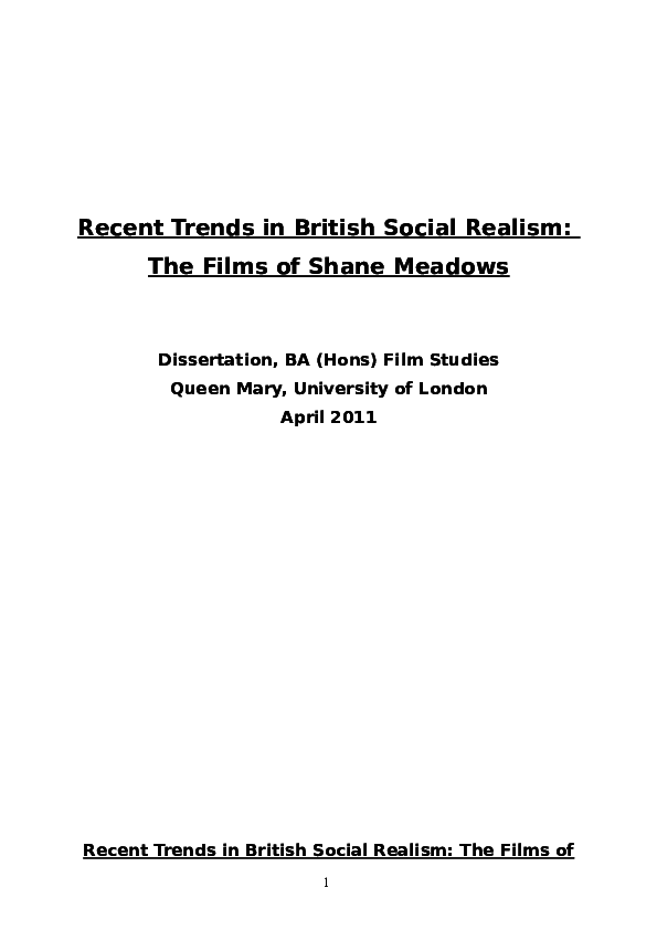 (DOC) Recent Trends in British Social Realism: The Films of Shane Meadows