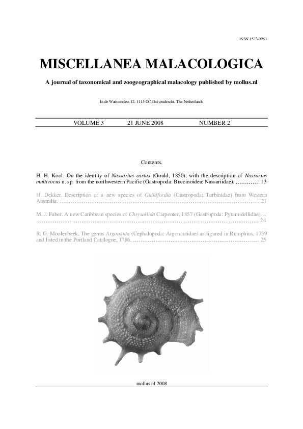 (PDF) On the identity of Nassarius castus (Gould, 1850), with the ...