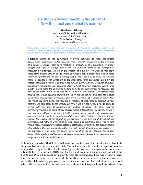 (PDF) New Development Challenges in the Caribbean