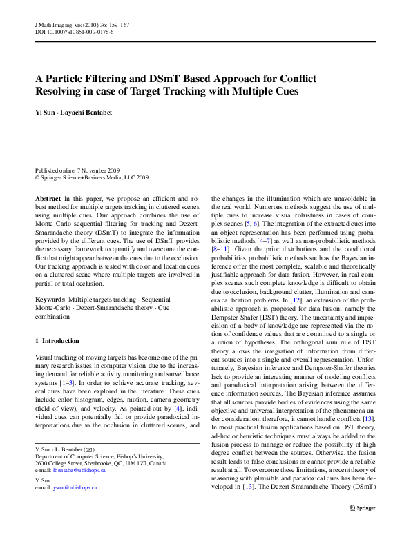 (PDF) A Particle Filtering and DSmT Based Approach for Conflict Resolving in case of Target ...