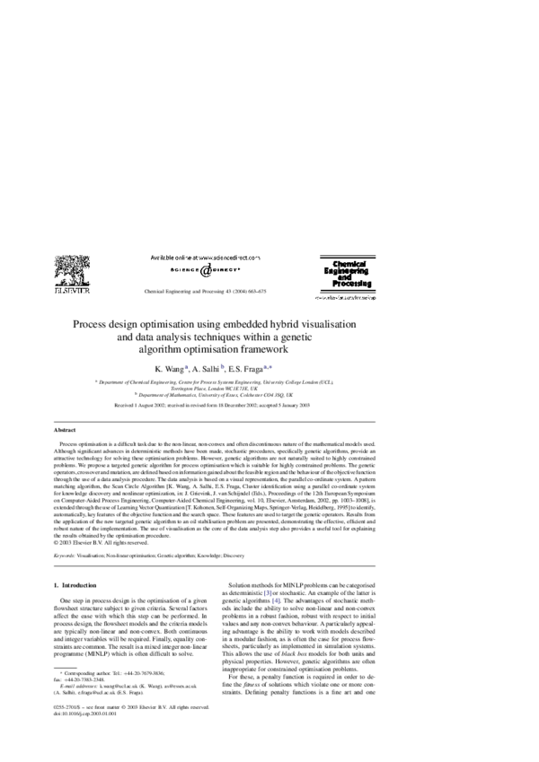 Pdf Process Design Optimisation Using Embedded Hybrid Visualisation