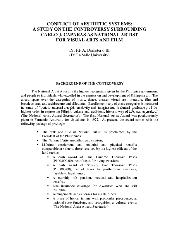 (PDF) Conflict of Aesthetic Systems: a Study on the Controversy ...