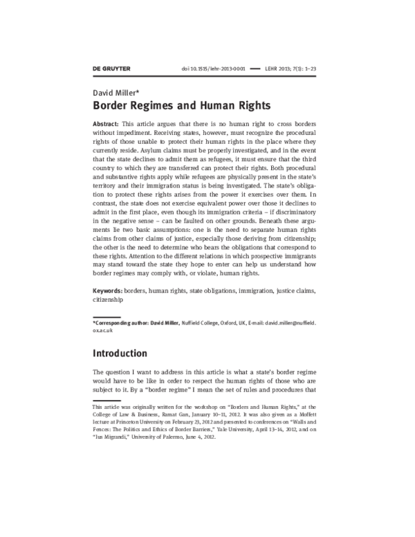 (PDF) Border Regimes and Human Rights
