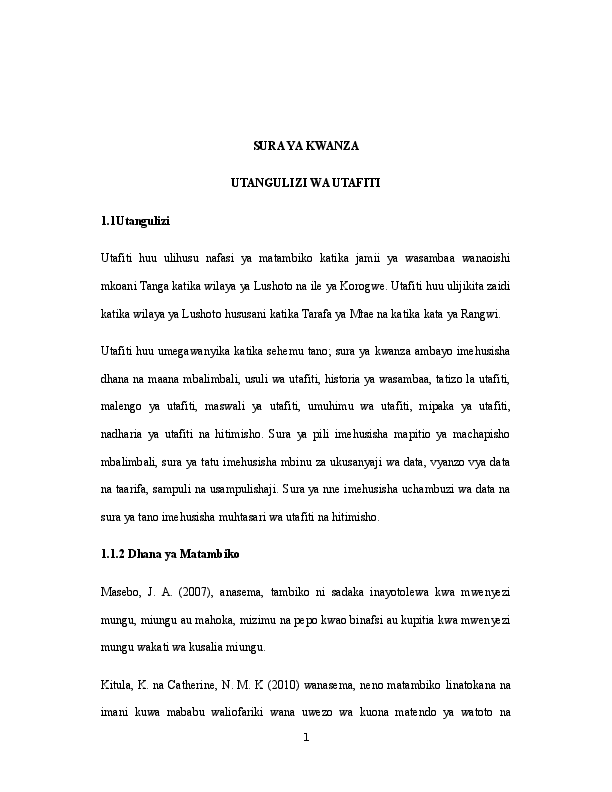 (DOC) Matambiko Katika Jamii yA Wasambaa