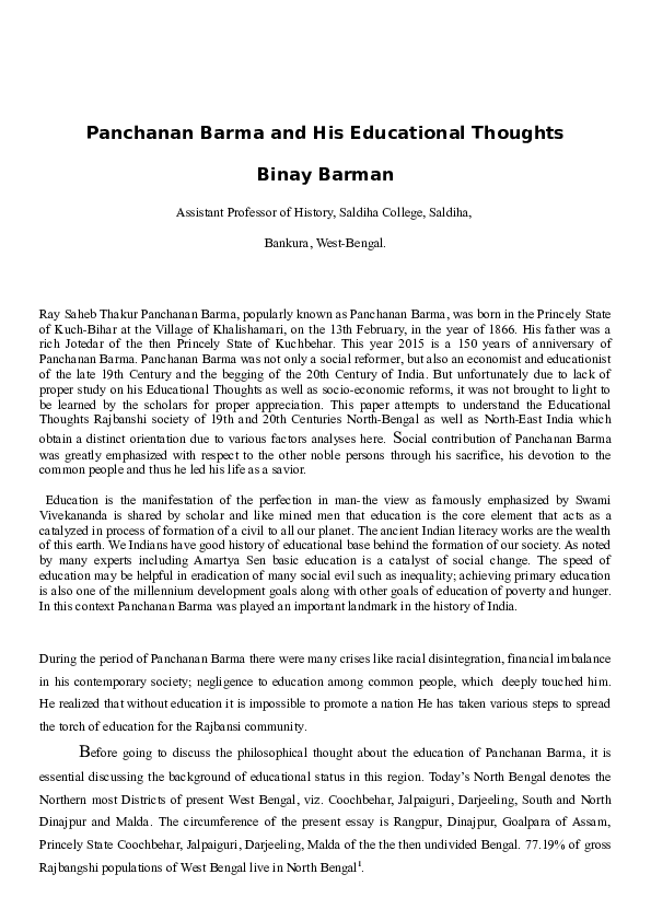 (DOC) Educational Thoughts of Panchanan Barma